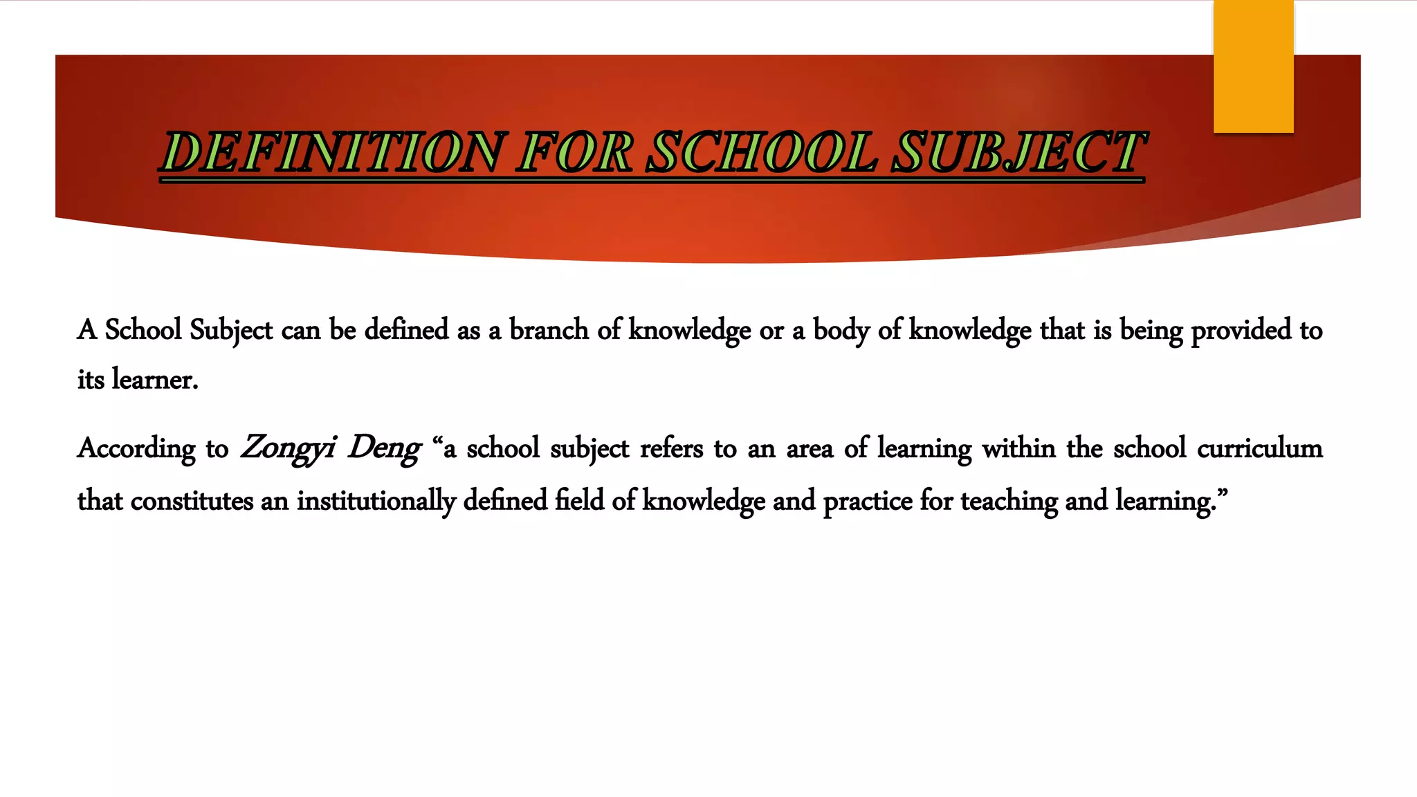 School subjects and academic disciplines meaning, | PPTX