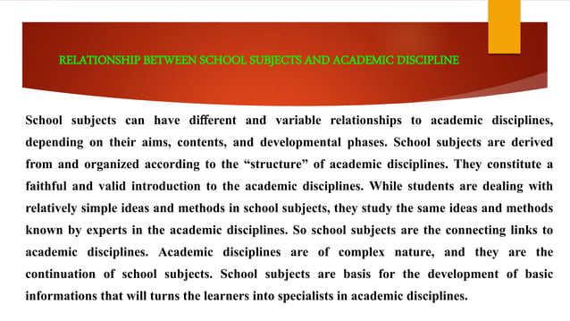School subjects and academic disciplines meaning, | PPTX