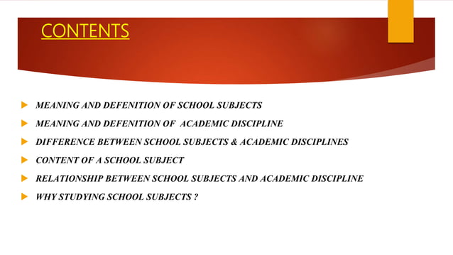 School subjects and academic disciplines meaning, | PPTX