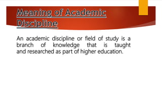 School subjects and academic disciplines meaning, | PPTX