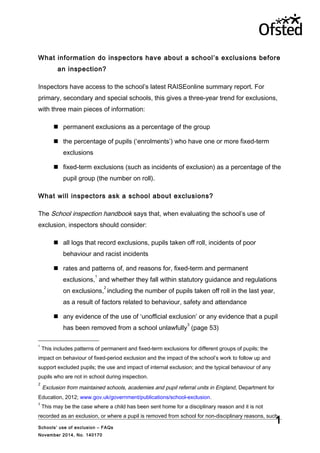 Schools' use of exclusion | DOC
