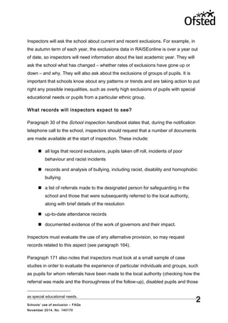 Schools' use of exclusion | DOC