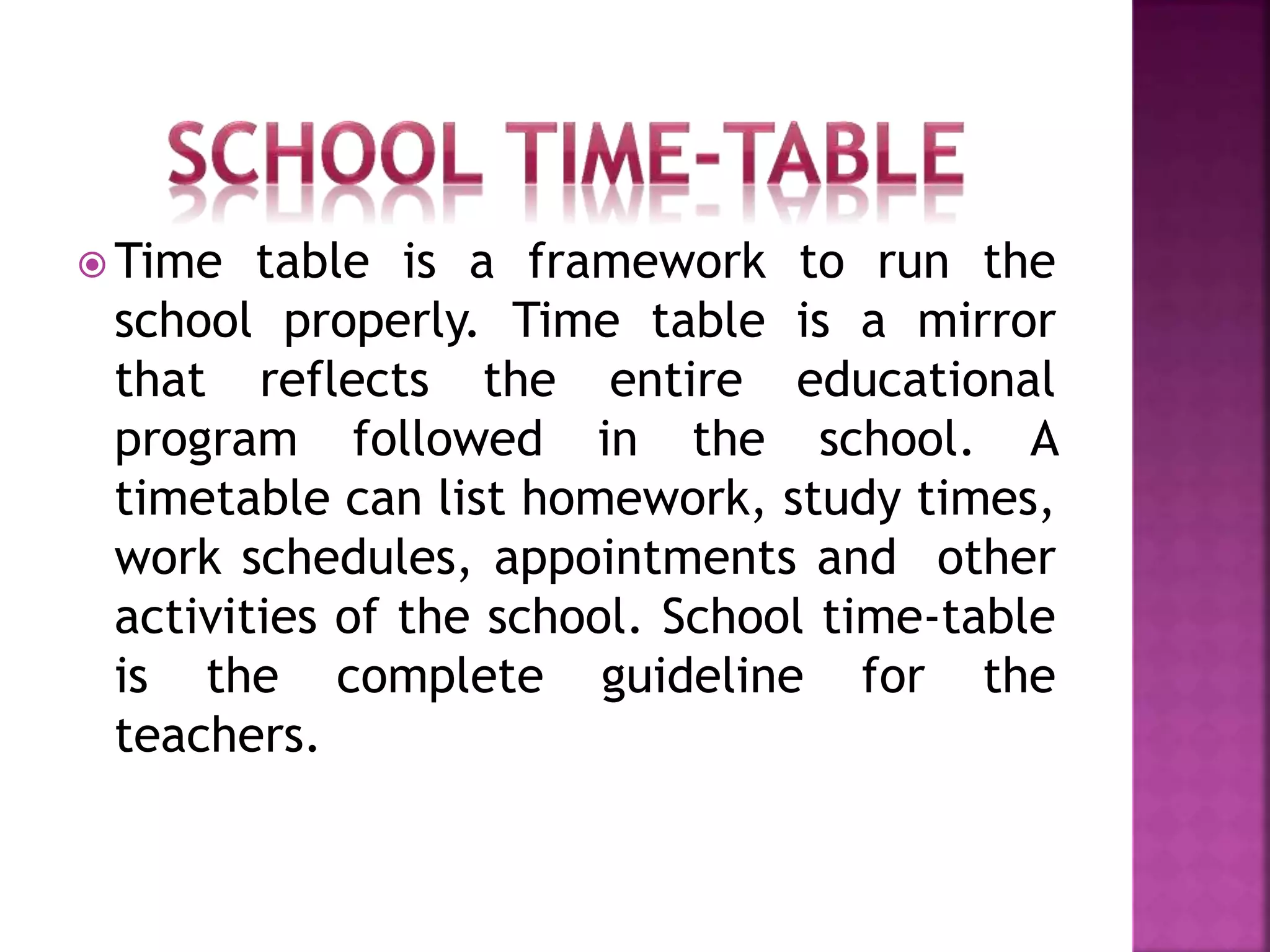 School time table | PPTX