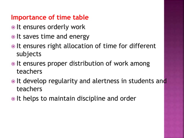 School time table | PPTX | Homework and Study | Education