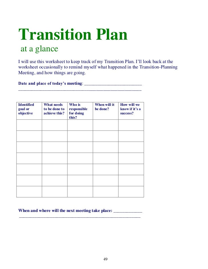 School to life transition handbook 2012