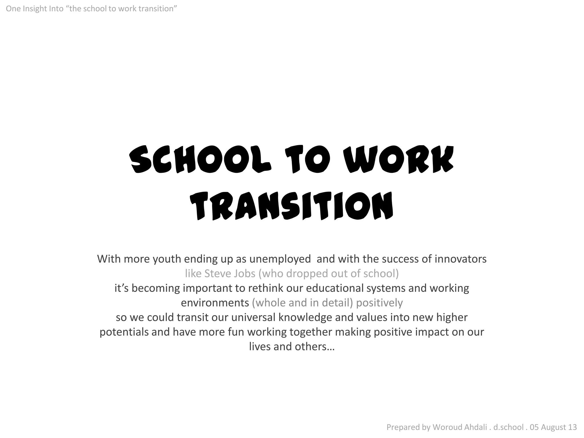 School to work transition | PPT