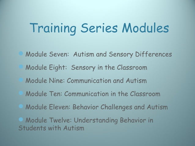School training module eighteen, safety and autism | PPT