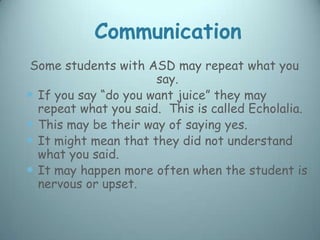 School training module nine, communication and autism | PPT
