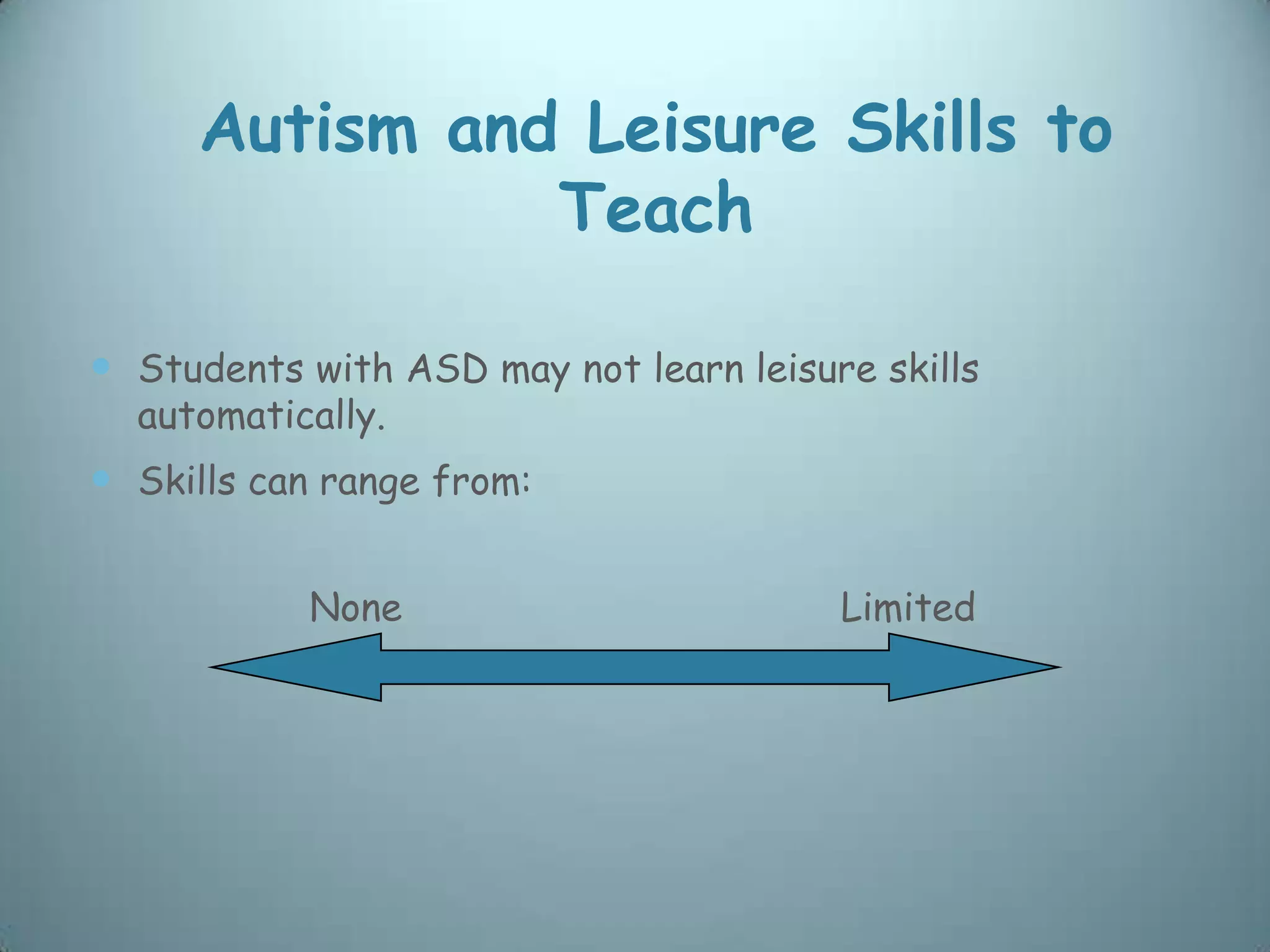 Autism and Leisure Skills to Teach | PPTX