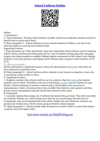 School Uniform Essay | PDF