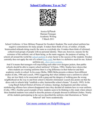 School Uniform Essay | PDF