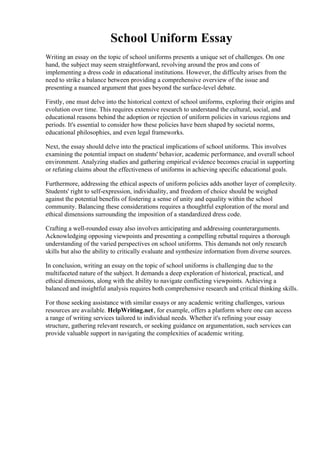School Uniform Essay | PDF