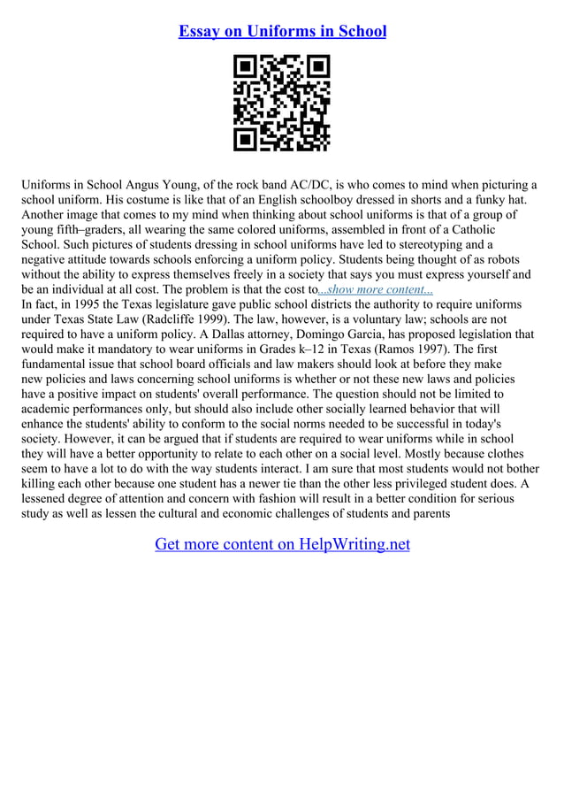 School Uniforms Essay | PDF