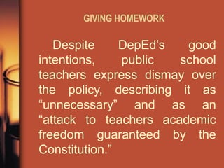 School uniforms, ID, and Giving Homeworks | PPT