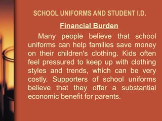School uniforms, ID, and Giving Homeworks | PPT