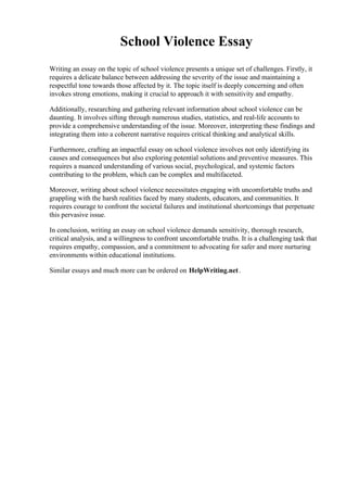 School Violence Essay | PDF