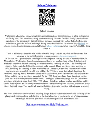 School Violence Essays | PDF
