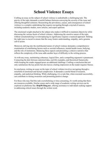 School Violence Essays | PDF