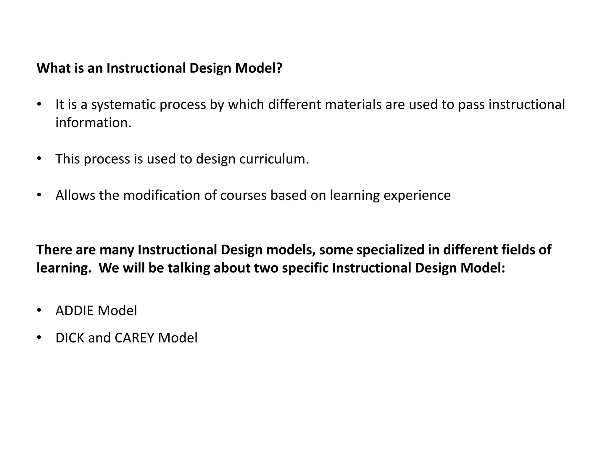 Difference of Instructional Design Models | PPT Difference of Instructional Design Models | PPT