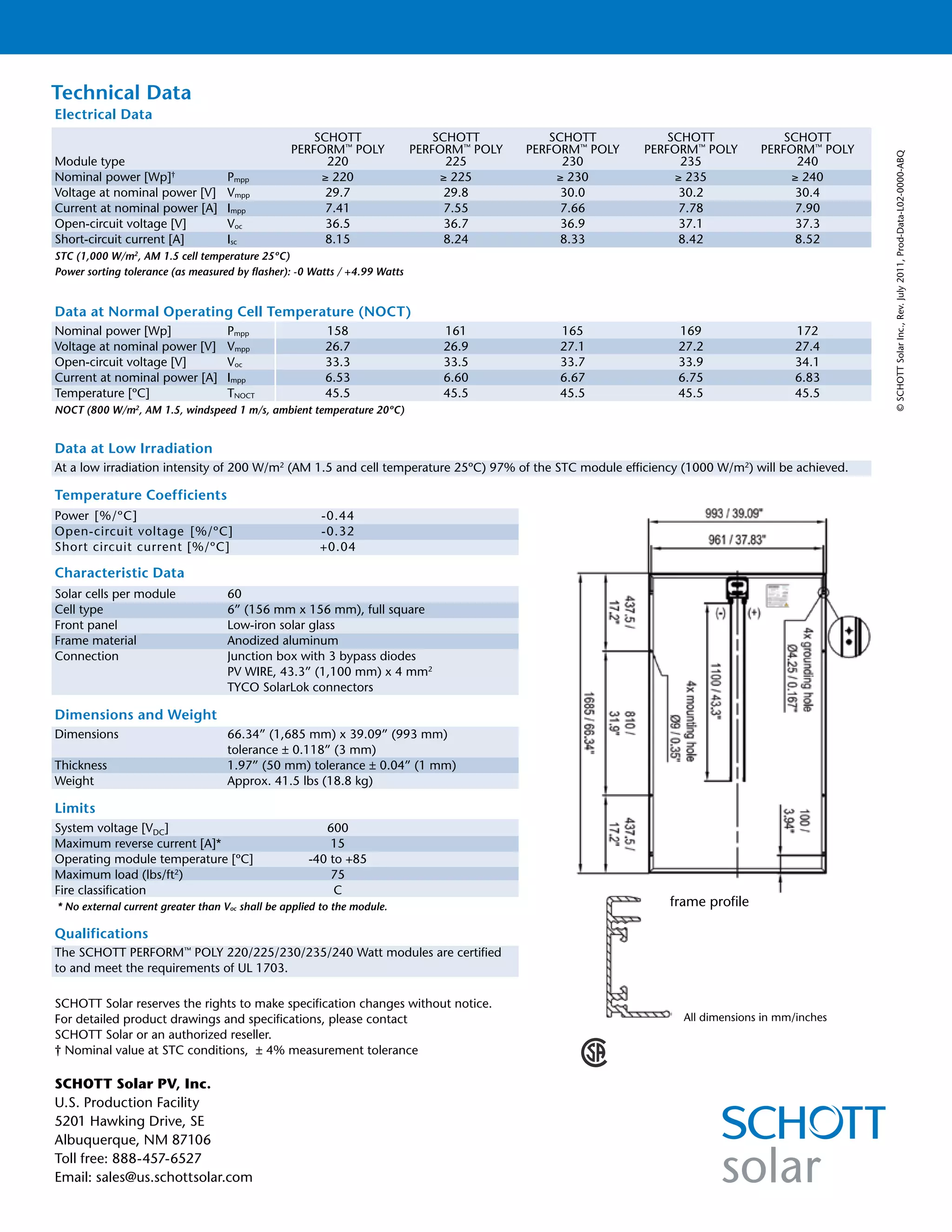 PV Optoion 1-Schott Poly 220 240 datasheet | PDF