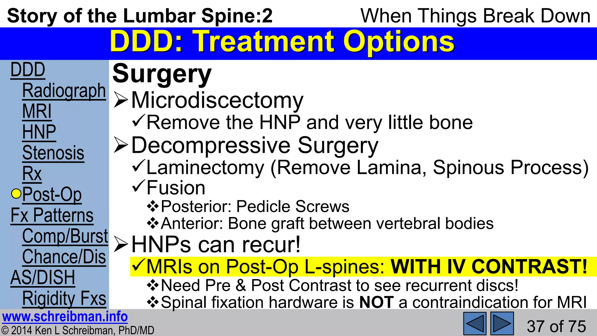 Story of the Lumbar Spine 2 When Things Break Down | PPSX