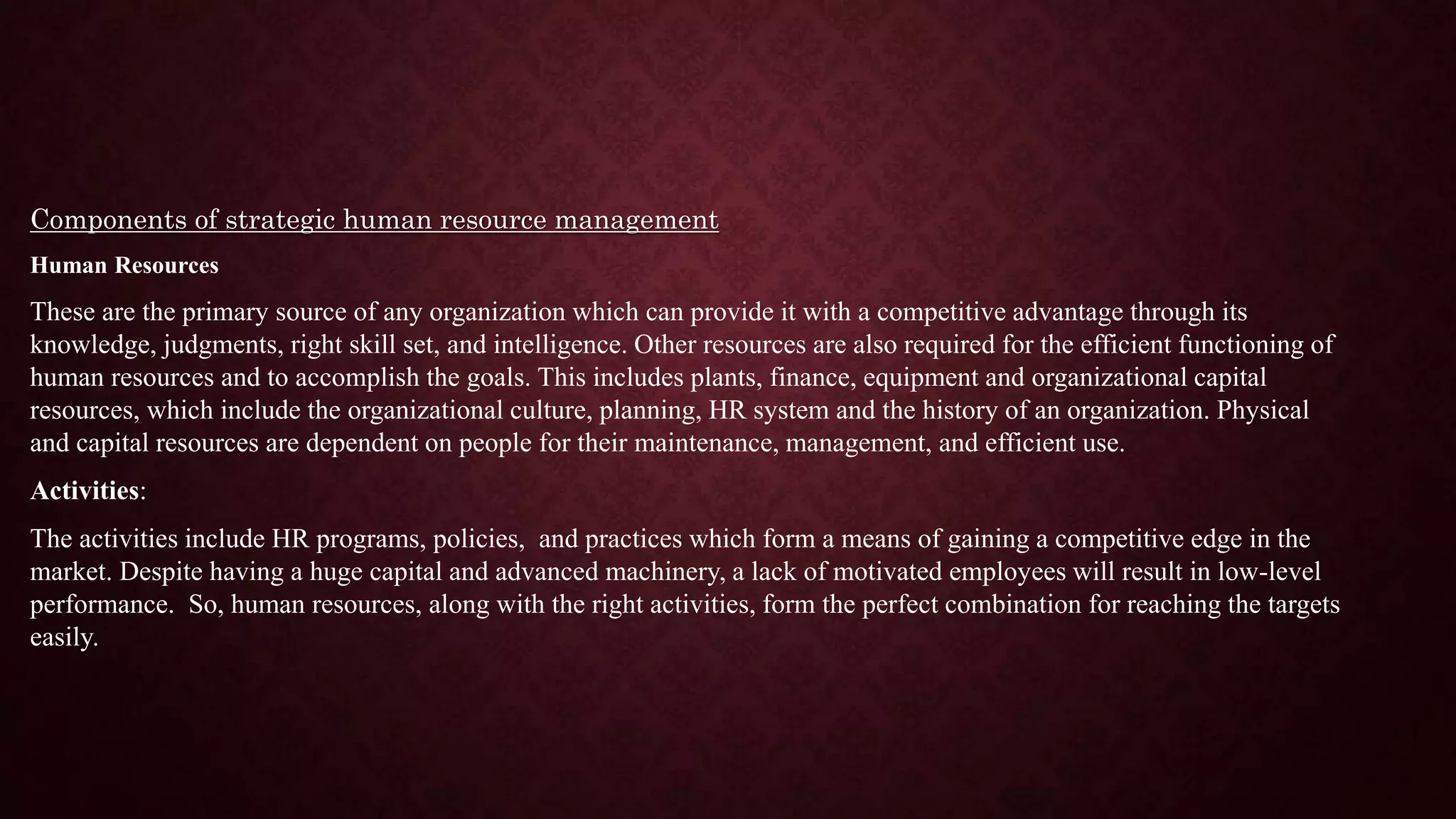 Components of strategic human resource management | PPTX