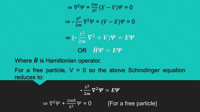 Schrodinger's time independent wave equation | PPTX