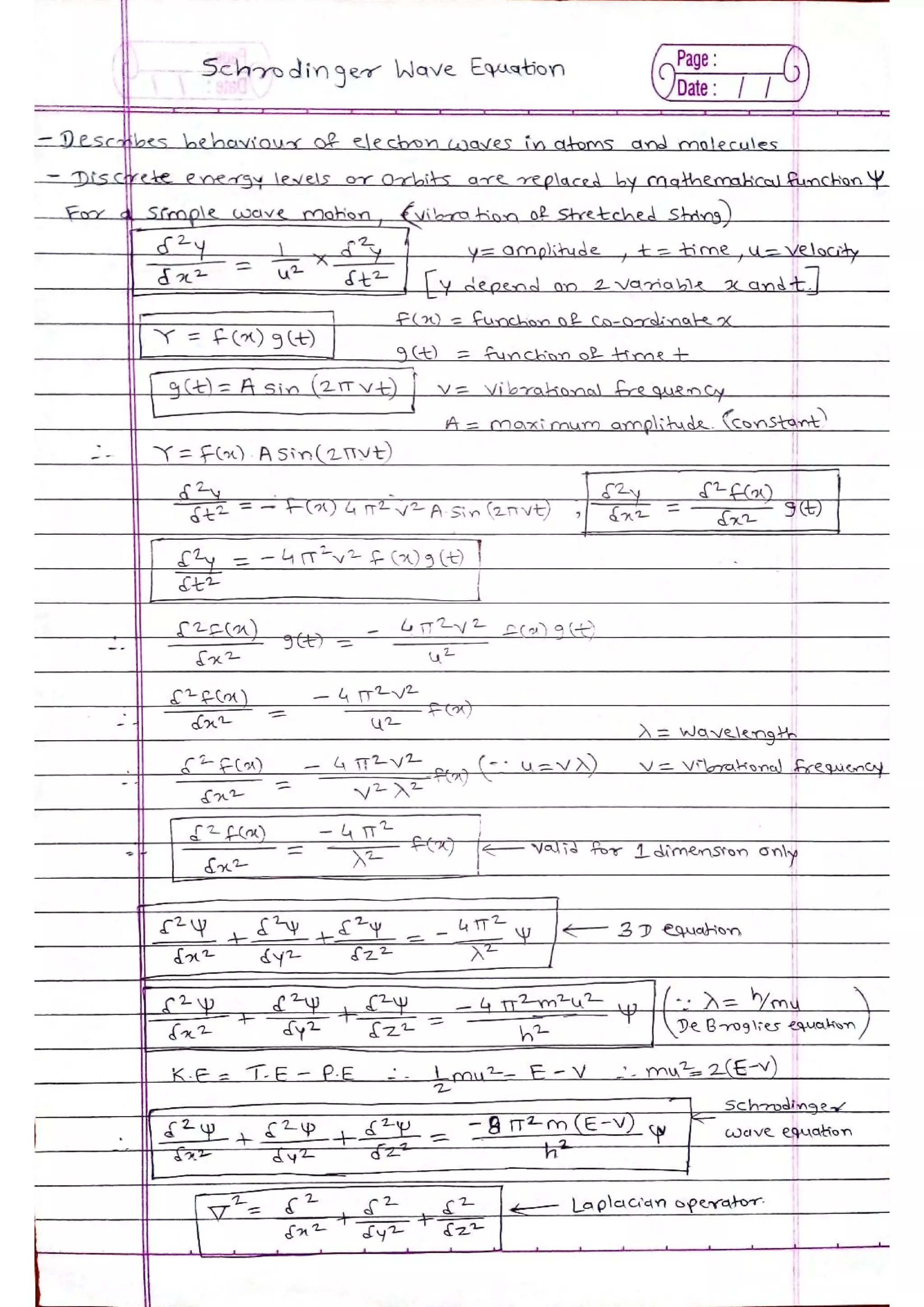 Schrodinger Wave Equation | PDF | Chemistry | Science