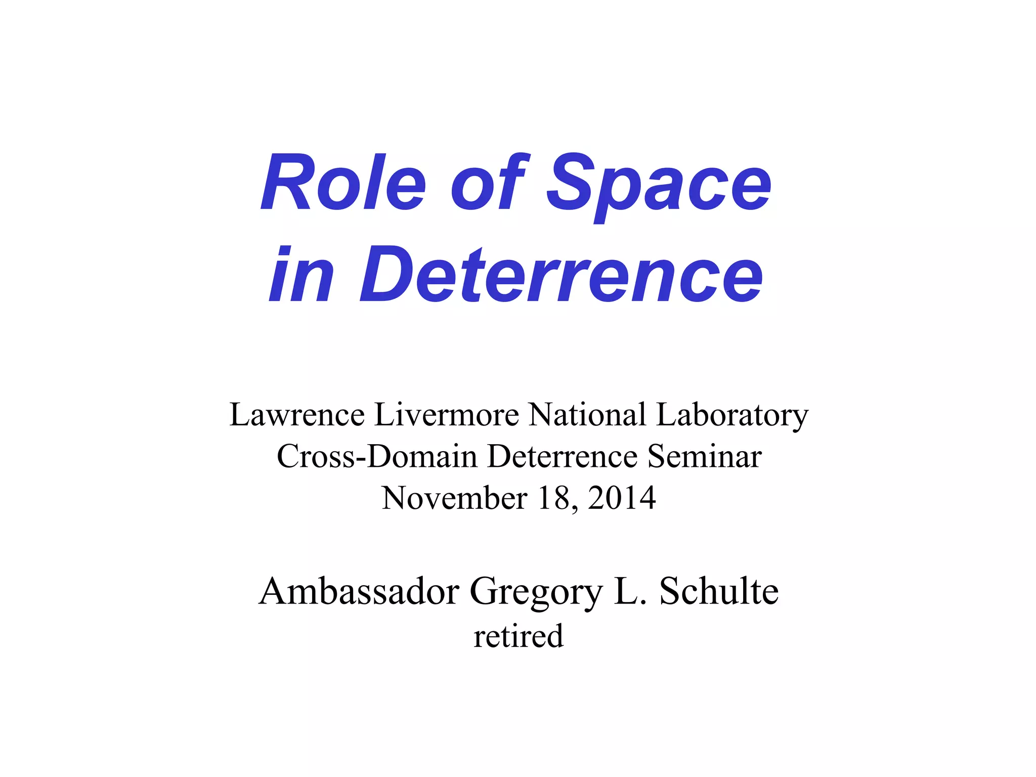 Role of Space in Deterrence | PDF | Defense Industry | Industries