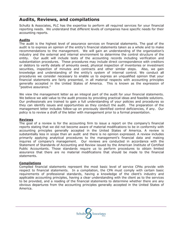 Schultz, cpa firm profile | PDF
