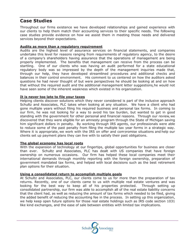 Schultz, cpa firm profile | PDF