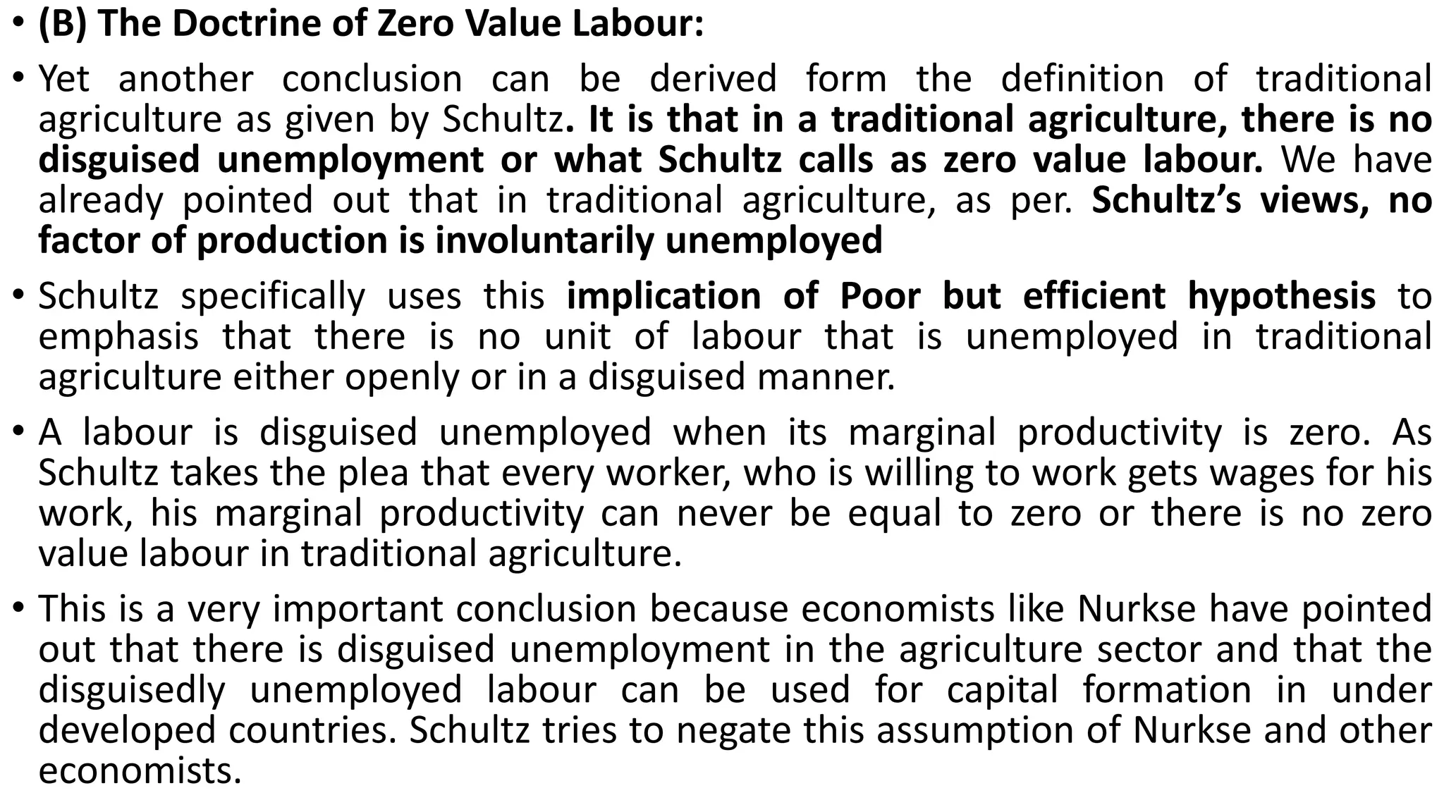 Schultz’s transformation of traditional agriculture | PPTX