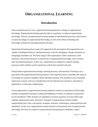 Organizational Learning | PDF