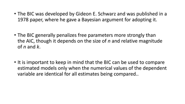 Schwarz info criteria. | PPTX