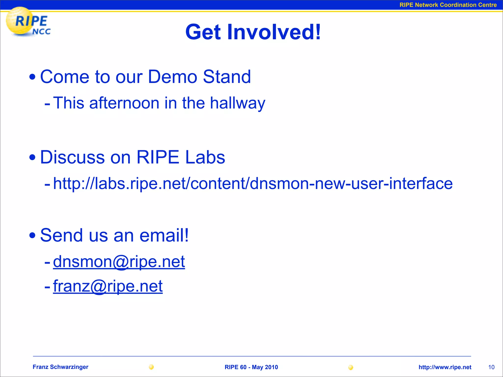 RIPE NCC DNSMON Service | PPT