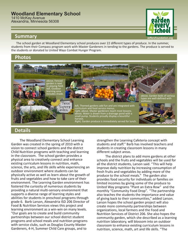 Woodland Elementary School Garden | PDF