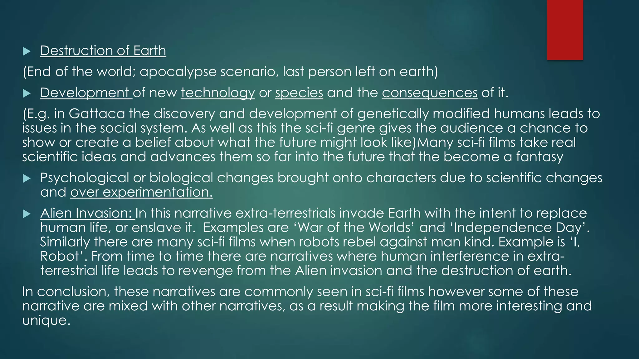 The Generic conventions of Sci-fi films | PPTX