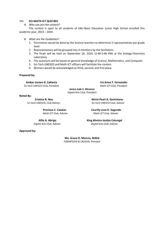 Sci-Math-Guidelines for the upcoming year of 24-25 | PDF
