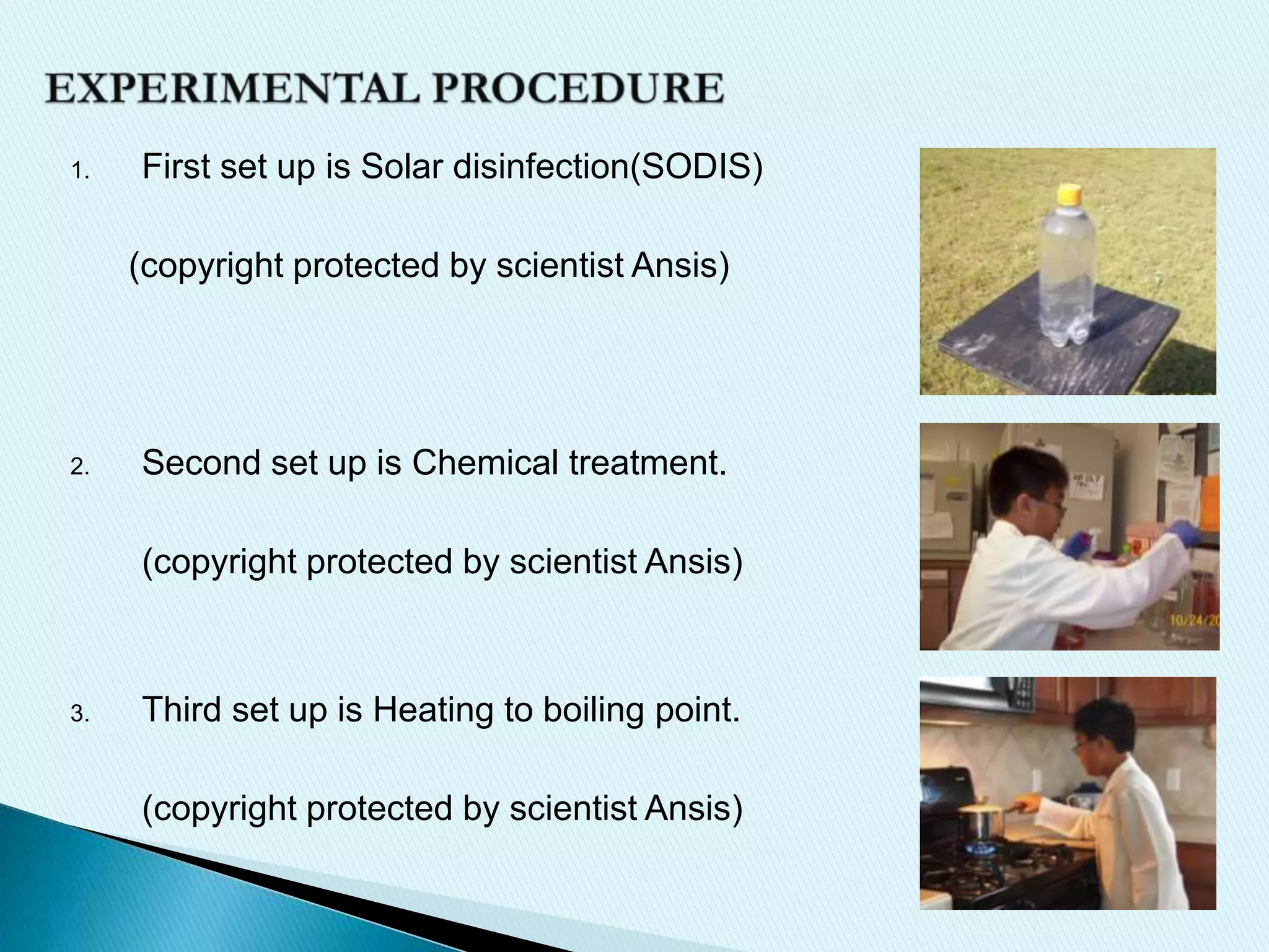 Sci. proj. disinfecting contaminated water | PPTX