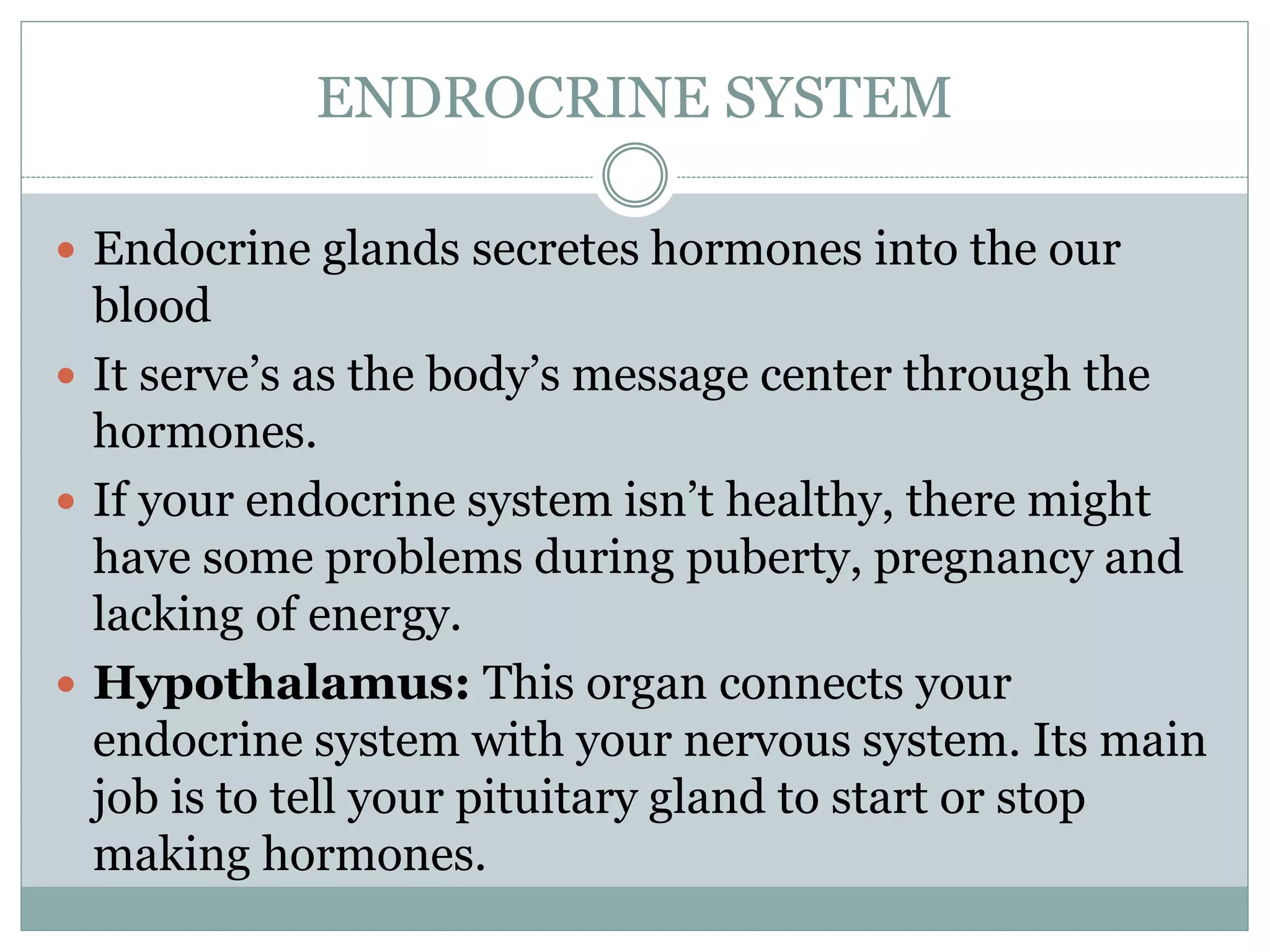 Role of endocrine system and nervous system | PPT