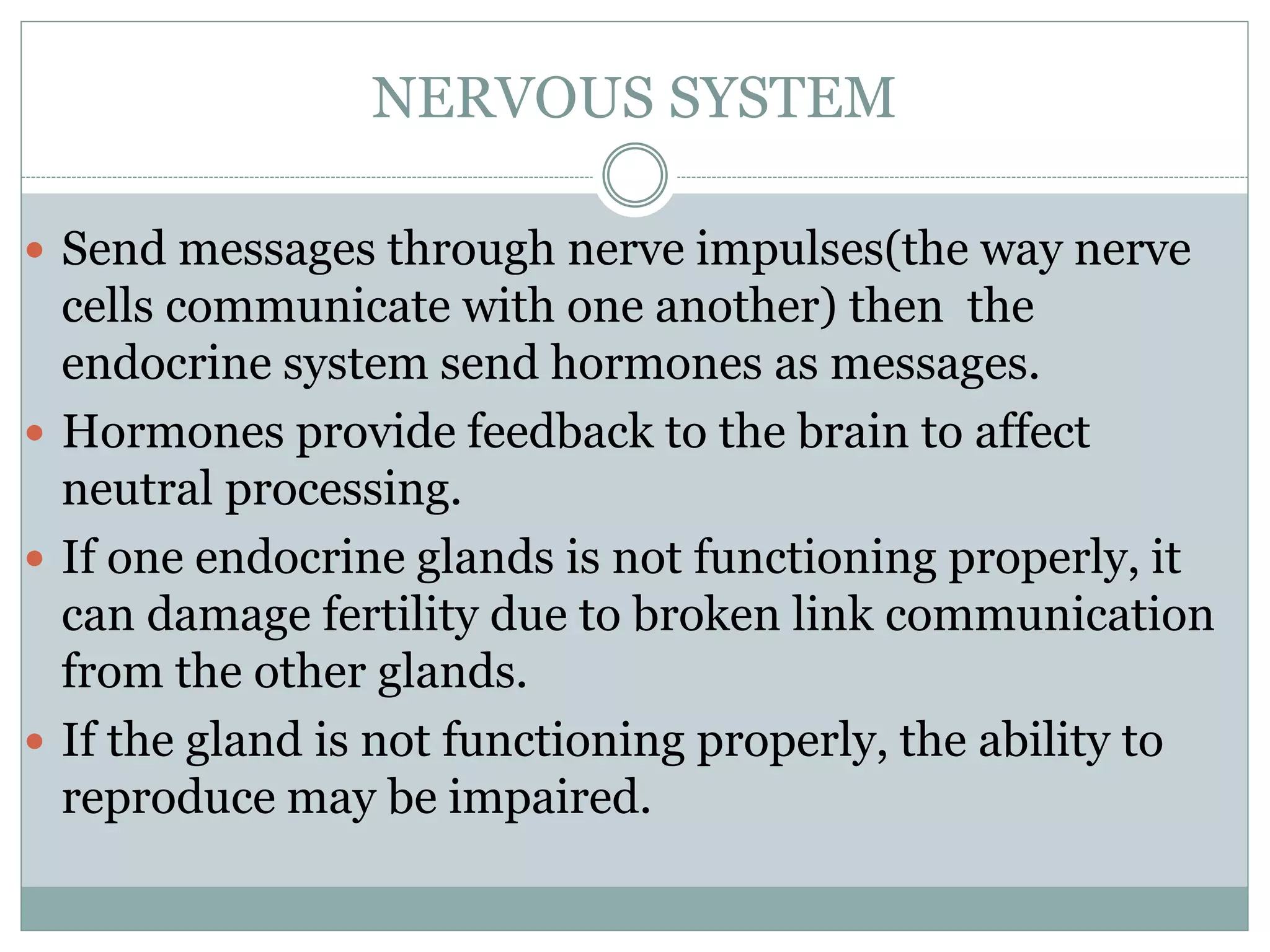 Role of endocrine system and nervous system | PPTX
