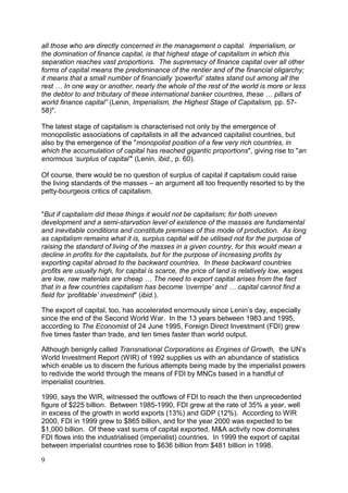 V I Lenin’s Imperialism, the highest stage of capitalism, today | PDF