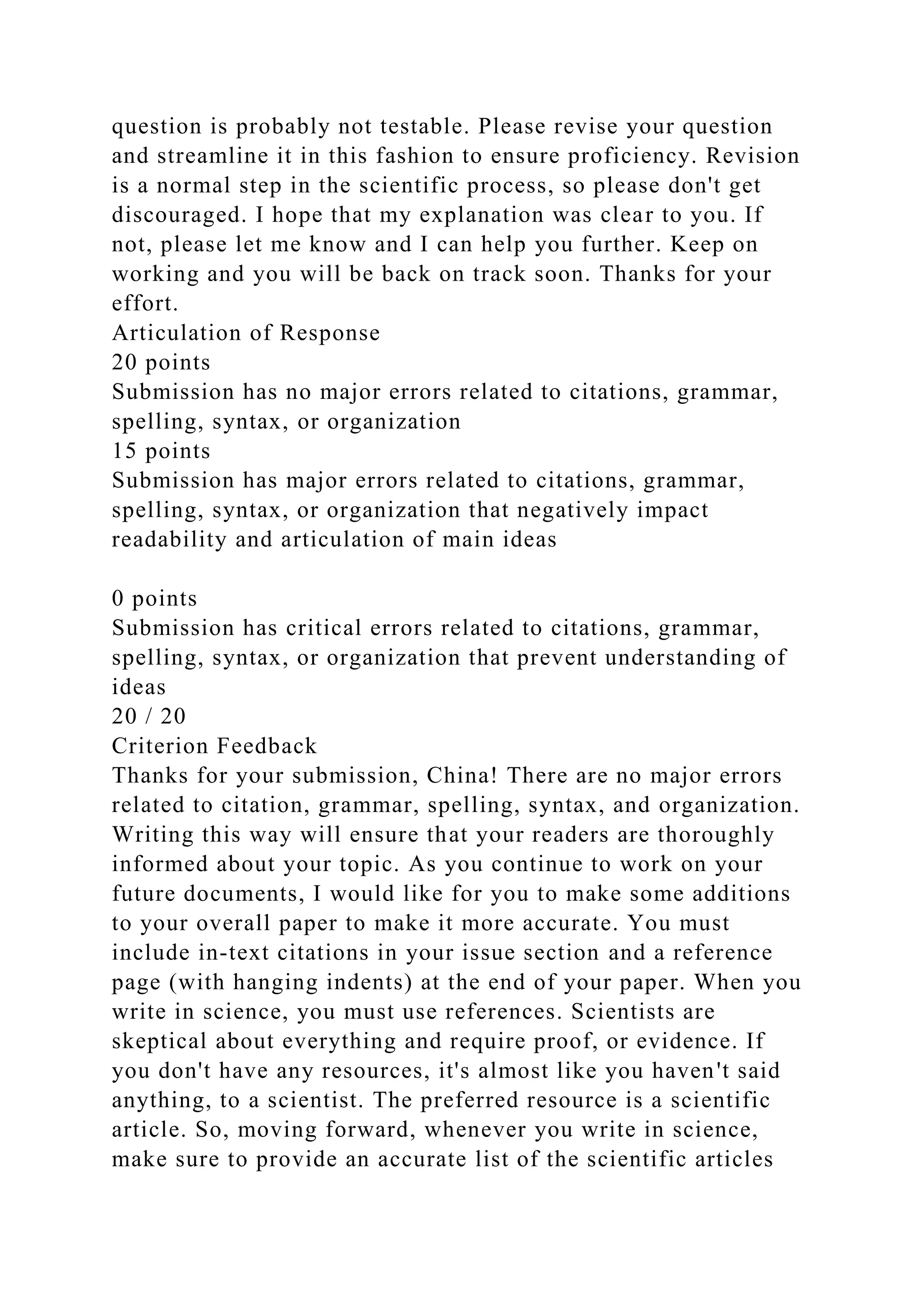 SCI 200 Project Part One First Draft Guidelines and Rubric .docx