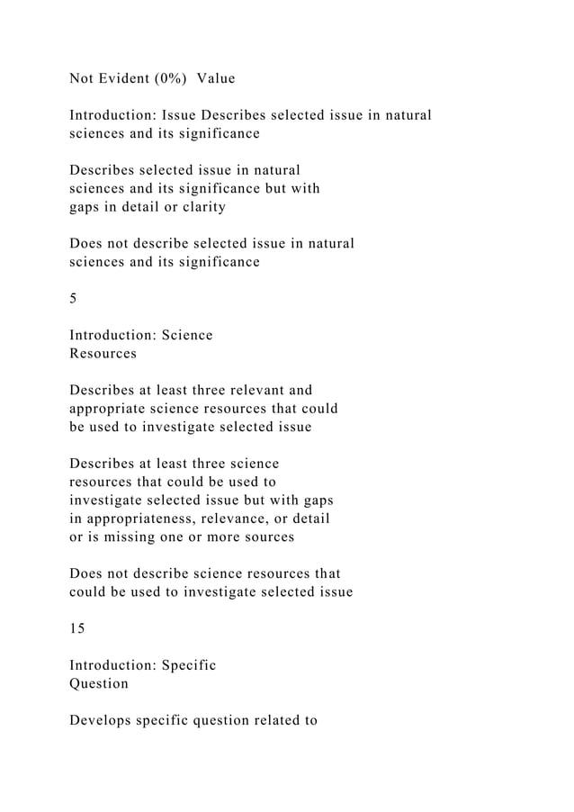 SCI 200 Project Part One First Draft Guidelines and Rubric .docx