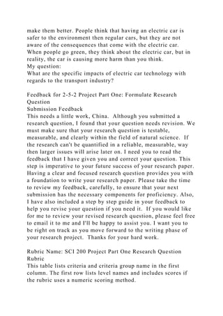 SCI 200 Project Part One First Draft Guidelines and Rubric .docx