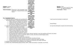 Grade 5 Science 3rd Quarter Curriculum Map | DOC