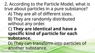 sci 7 q1 2 Describe the Particle Model of Matter as “All matter is made ...