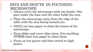 sci 7 q2 1 Identify the parts and functions, and demonstrate proper handling and storing of a ...