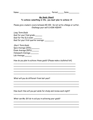 Sci 8 Goals for the year | DOC