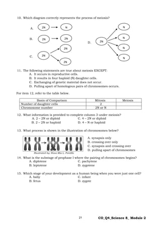Grade 8 Science Module 2 Quarter 4 Cellular Reproduction | PDF